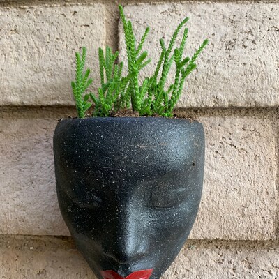 Black Woman Planter Wall Head Pot African Woman Face Planter Indoor ...