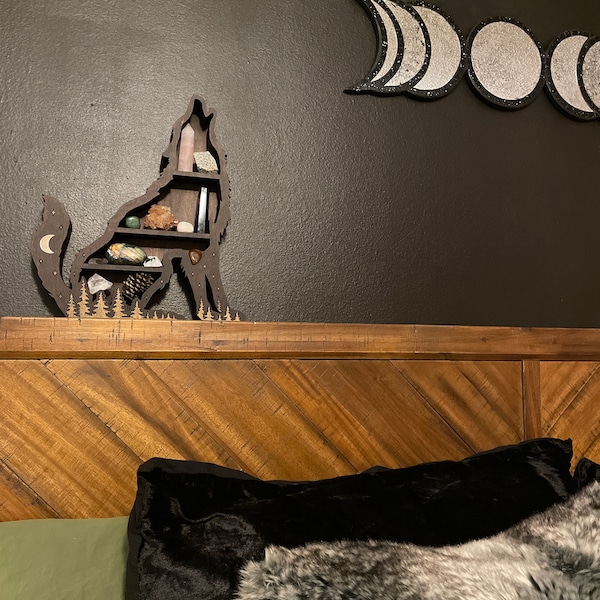 Coppermoon Handmade Wolf Crystal Shelf, Wolf Shelf, Wolf Wall Art, Wolf ...