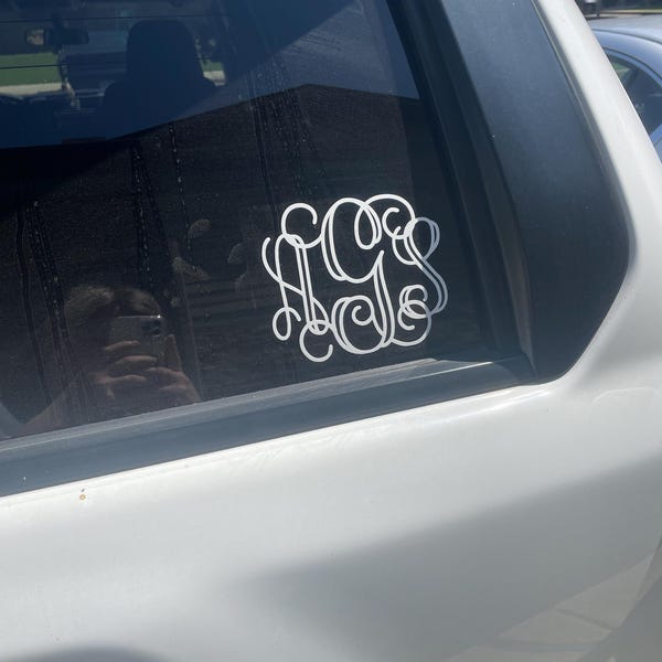Monogram Car Decal / Car Decal / Script Monogram / Vinyl Monogram ...