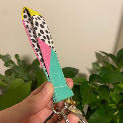 Colorful Keychain Wristlet Colorful Key Fob Spots Keychain Bracelet Key ...