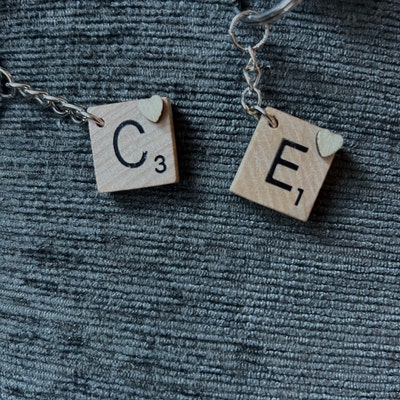 Scrabble Tile Keyring With Tiny Heart on the Front Personalised Initial ...