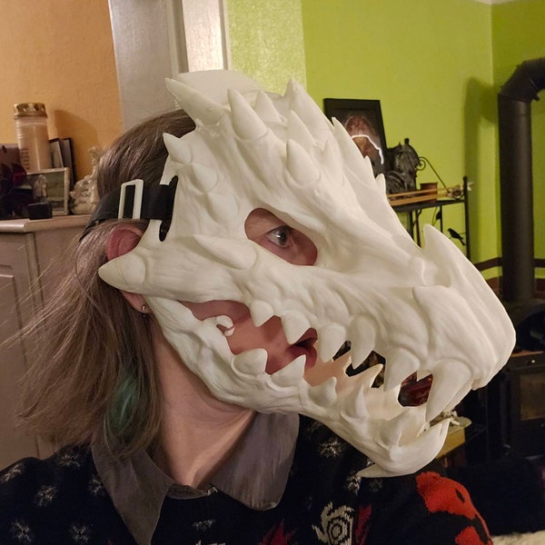 Cosplay Horned Skull Mask Skulldog Mask Fursuit Furry Canine Animal ...