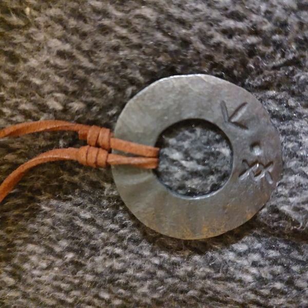 Hand Forged Hammered Iron Ring Pendant Necklace - Blacksmith Made - 6th ...
