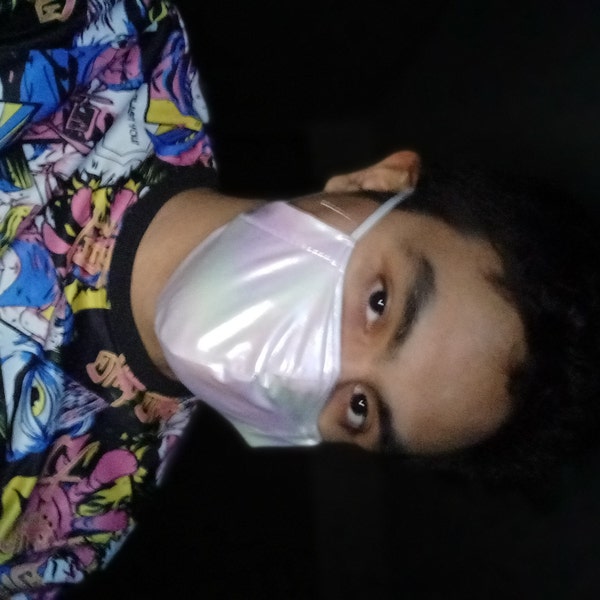 Reflective Disco Rave Face Mask, Festival Rainbow Iridescent Dressy ...