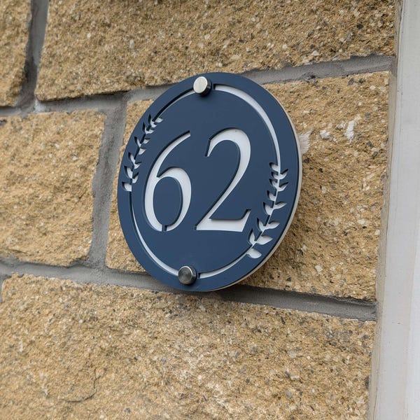 Modern Round Door Number Sign, House Number Plaque - Etsy
