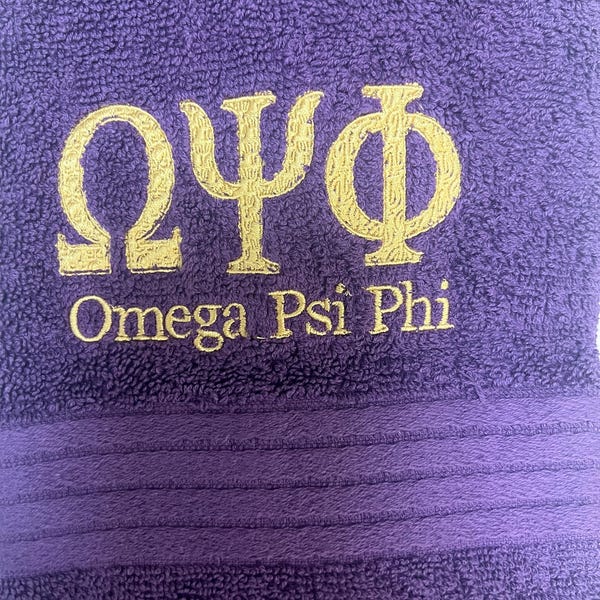 OMEGA PSI PHI Finger Towel/omega Embroidered Sports Towel/omega Greek ...