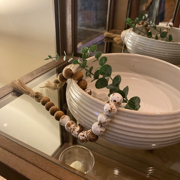 Wooden Bead Garland, Coffee Table Decor, Wood Bead Garland, Bookshelf ...