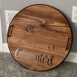 Last Name Est Date Board Serving Tray Lazy Susan - Etsy