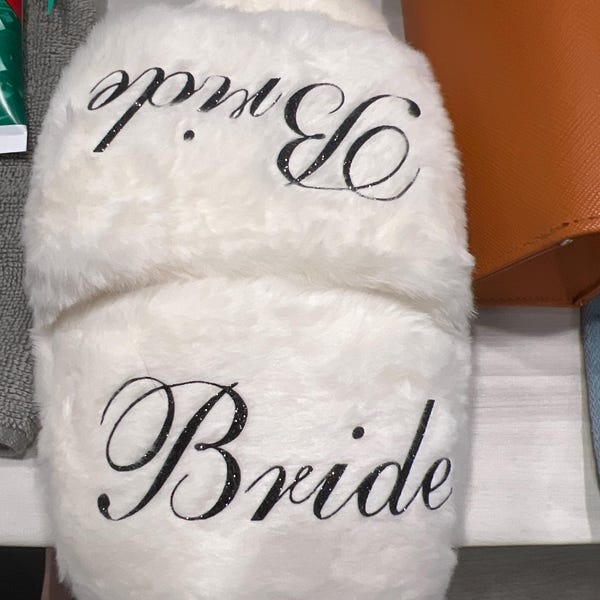 Personalized Fluffy Slippers for Bridesmaids Team Bride Slippers ...