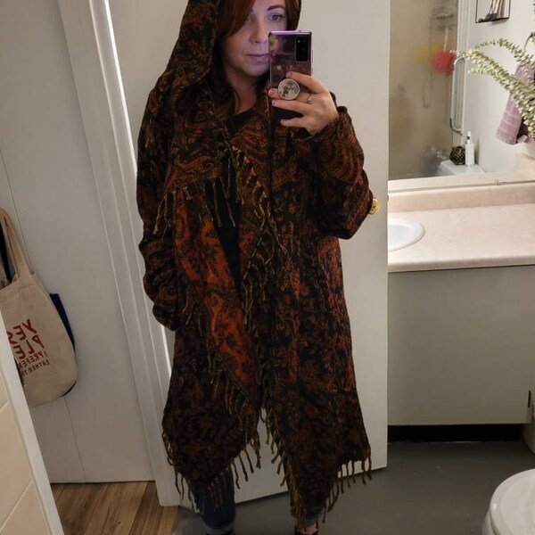 Hooded Festival Blanket Cloak • Enchantment Cloak • Unisex Paisley Cape ...