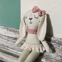 Handmade Bunny Doll, Handmade Stuffed Plush Rabbit Toy, Cloth Doll ...