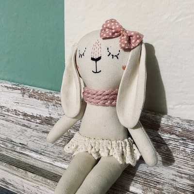 Handmade Bunny Doll, Handmade Stuffed Plush Rabbit Toy, Cloth Doll ...