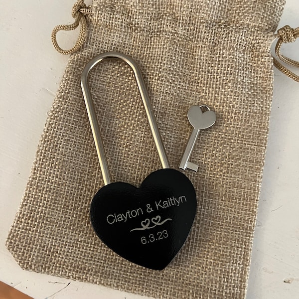 Engraved Heart Love Lock With Key - Travel Bridge Love Locks for ...