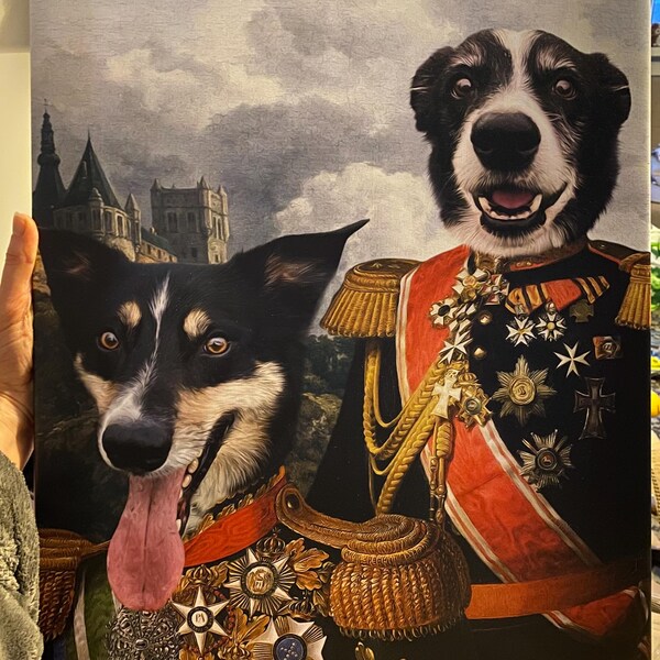Custom Pet Portrait Regal,custom Family Pet Portrait,2 Pet Portraits ...