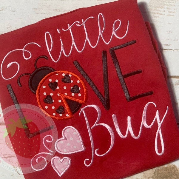 Little Love Bug Applique, Machine Embroidery Design, Valentine Day ...