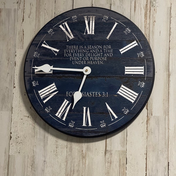 Barnwood Navy Blue Wall Clock, Large Wall Clock, Choose From 8 Sizes ...