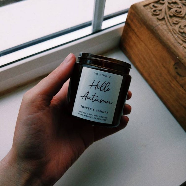 Hello Autumn Candle, Hello Fall Candle, Autumn Home Decor, Cosy Candle ...