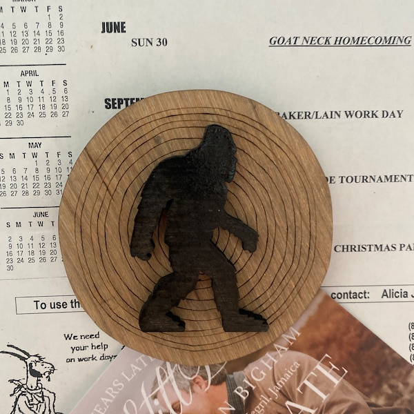 Bigfoot Magnet SVG Wood Slice SVG Bigfoot Wood Slice Magnet SVG ...
