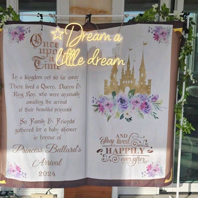 Vintage Storybook Birthday Backdrop Elegant Unique Princess Open Book ...