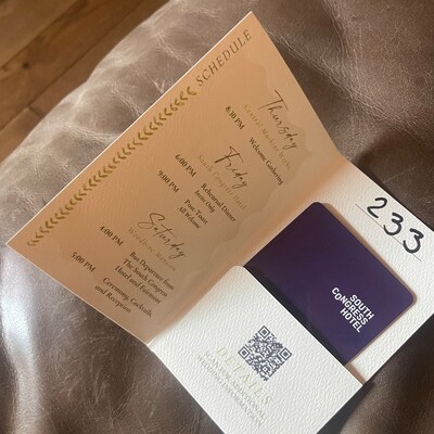 Custom Hotel Key Card Holders for Weddings and Events pocket Card Style ...