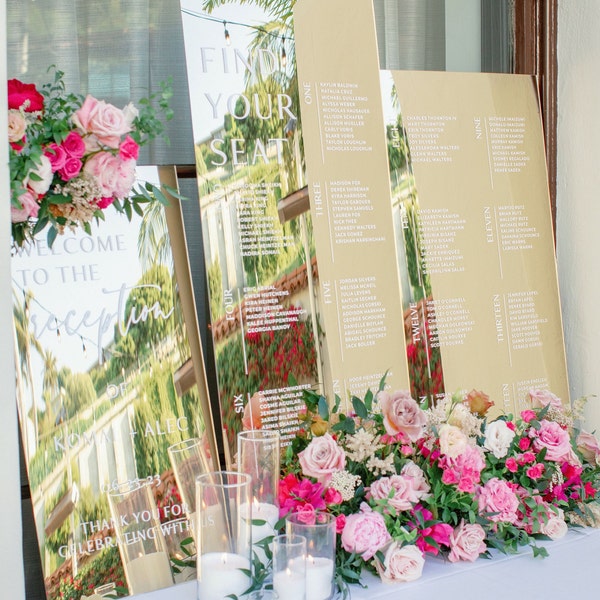 Wedding Sign Bundle - Seating Chart - Gold Mirror Acrylic Wedding ...