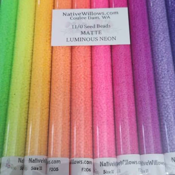 Luminous Matte Neon, Size 11/0 Seed Beads, 6” Tubes of 30 Grams X 10 ...