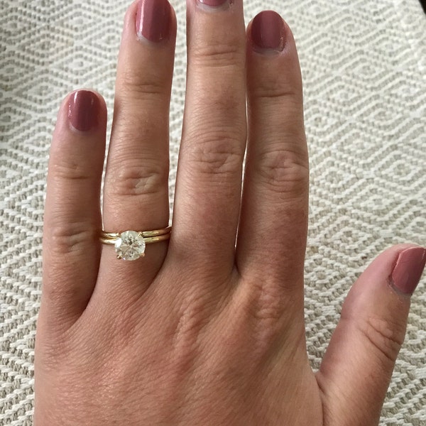 1.6mm 10K 14K 18K Solid Yellow Gold Band: Thin Plain Full Round ...