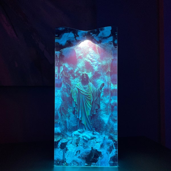 Jesus Resin Wood Nitht Lights Desk Decor: Christian Bedside / Table ...