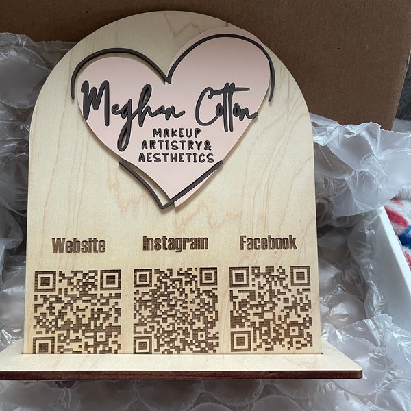 Arched QR Code Business & Social Media Sign | Custom Logo Sign ...