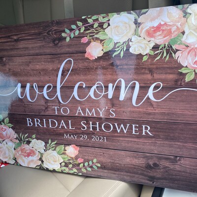 Rustic Welcome Bridal Shower Sign Burgundy and Navy Bridal - Etsy