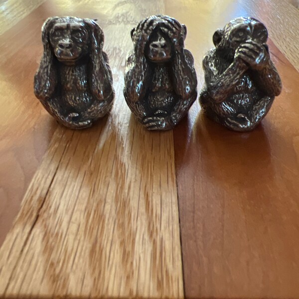 Thimble See No Evil Hear No Evil Speak No Evil Monkeys, Pewter ...
