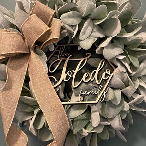 Personalized Wreath Sign, Custom Family Name Sign, Laser Cut Wood Door ...