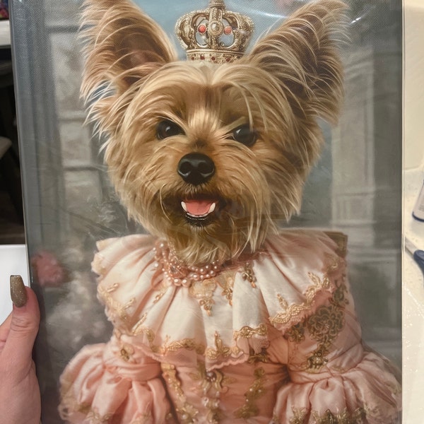 Custom Costume Portrait From Photo | Yorkie King, Royal Dog Pet in ...