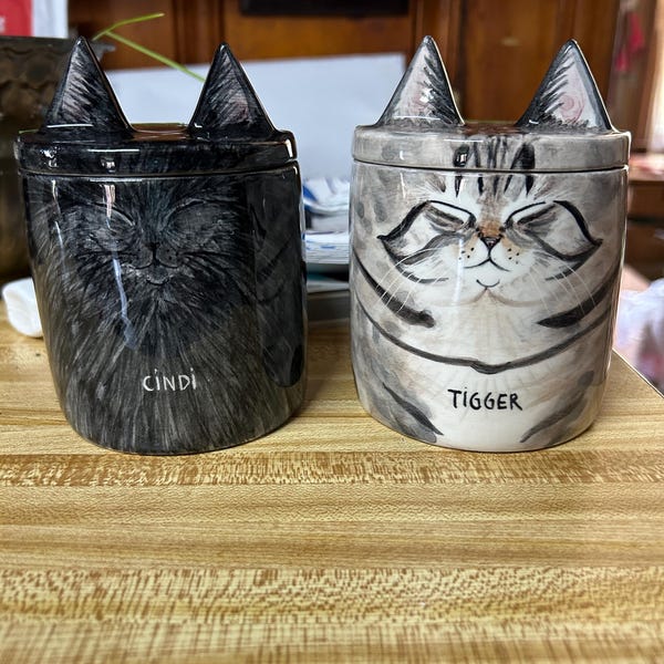 Ceramic Cat Yarn Bowl, Knitting Bowl or Crochet Bowl, Decorated in ...