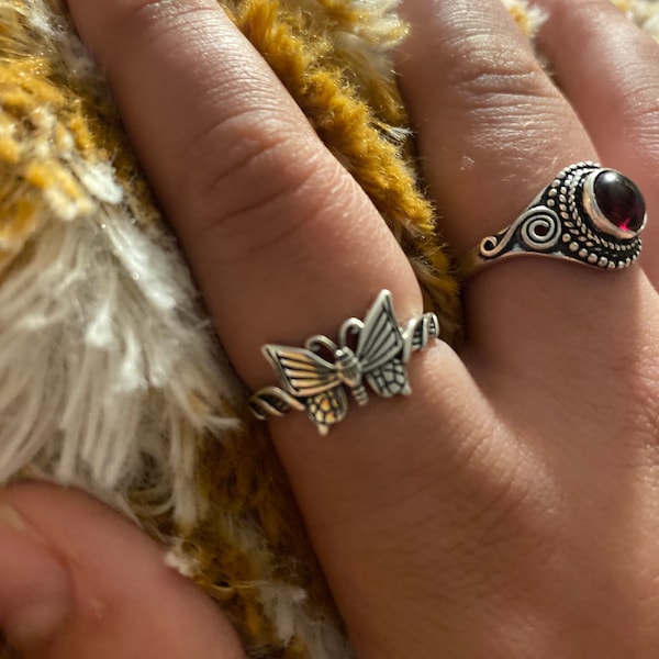 Heart Filigree Butterfly Ring Statement Ring Butterfly Ring Solid 925 ...