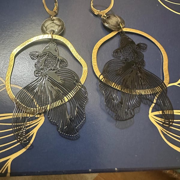 LENA Earrings in Japanese Paper and Mustard Yellow Enameled Sequin - Etsy