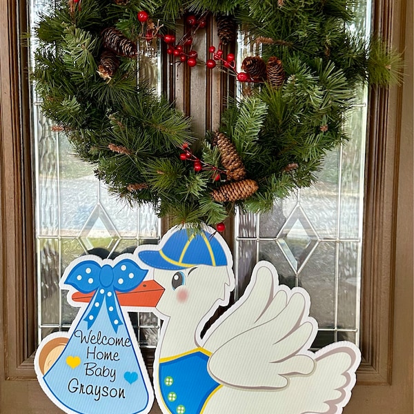 Welcome Home Baby Door Sign, Hospital Door Hanger, Stork Decoration ...