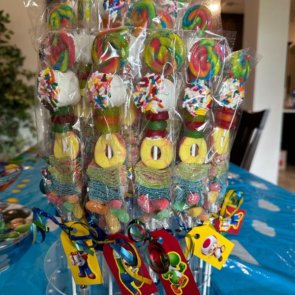 Large Quantity Super Mario Candy Kabobs With FREE Personalized Tags ...