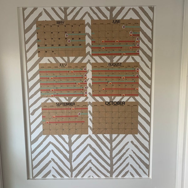 Large Kraft Stick Anywhere Calendars - Undated Monthly Calendar Sticker ...