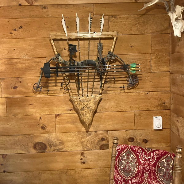 Archery Bow Rack, Wall Mounted, Bow Rack, Rusted Wood Bow Rack,bow ...
