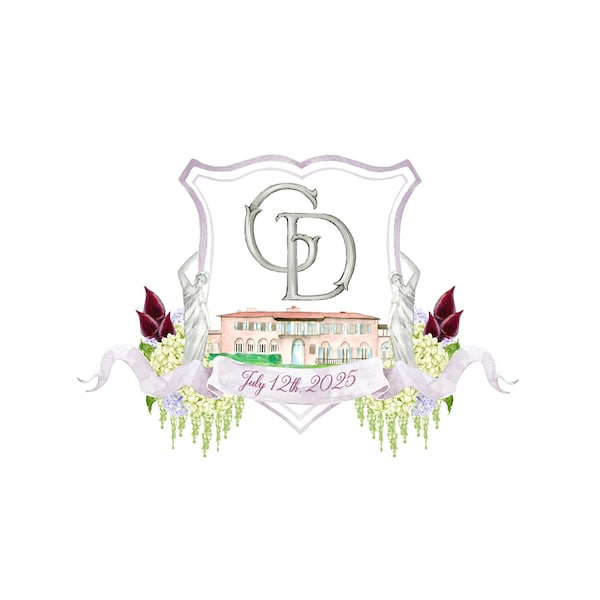 Custom Wedding Monogram Logo, Wedding Monogram, Watercolor Monogram ...