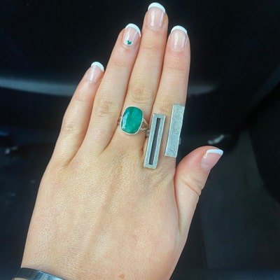 Silver Two Vertical PARALLEL LINES Ring, Unique Hammered Abstract Ring ...