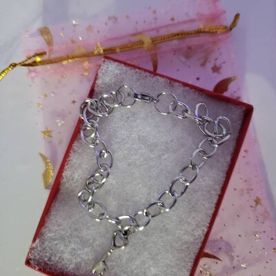 Chain Bracelet With Key Charm, Heart Charm Bracelet, Friendship ...