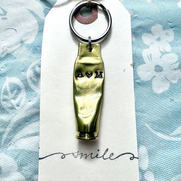 Bullet Keychain Hand Stamped Personalized Bullet Keychain Valentine's ...