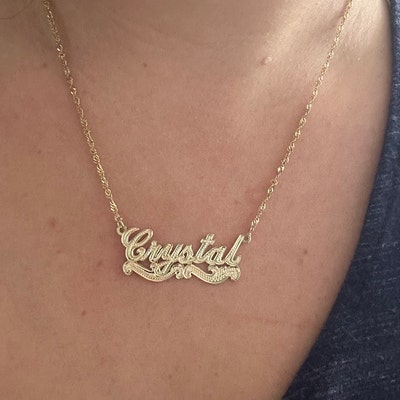 14K or 10K Solid Gold Diamonds Name Plate Personalized HANDMADE Custom ...