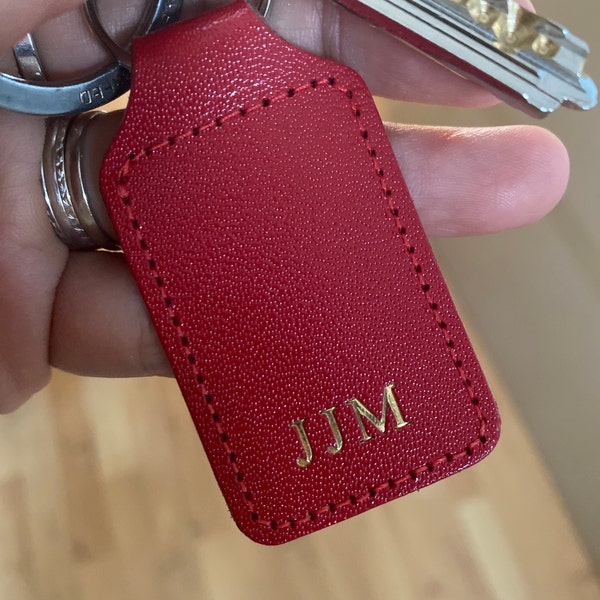 Personalised Leather Keyring Key Fob With Initials. Monogram Gift for ...