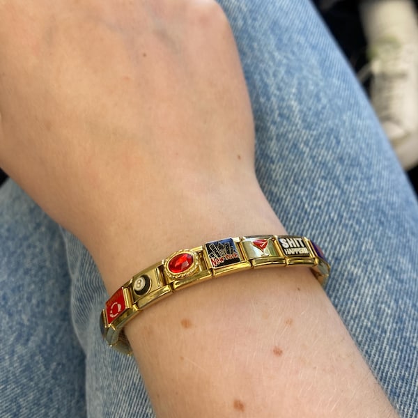 Gold Italian Bracelet, Custom Gold Italy Charms, Personalized Italian ...