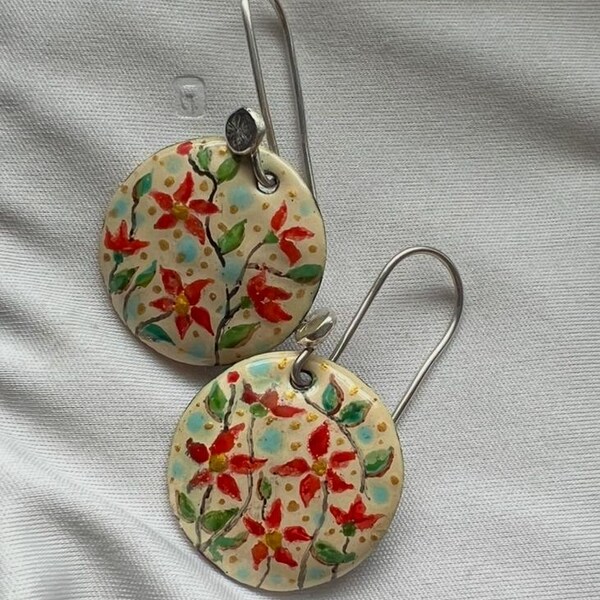 Handmade Original Enamel on Copper Pendant With Turquoise Gemstone, Art ...