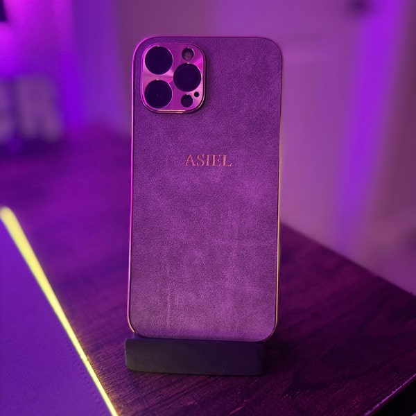 Personalized Suede iPhone Case for iPhone 16 15 14 13 Pro Max Initials ...