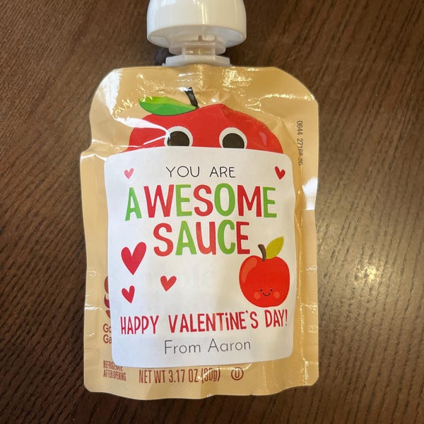 Classroom Valentine Sticker - Awesome Sauce Valentine Sticker ...